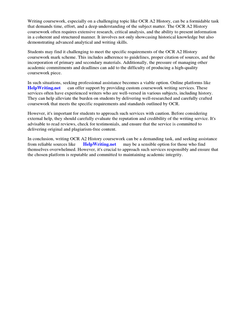 Ocr A2 History Coursework Mark Scheme | PDF | Gce Advanced Level ... Ocr A2 History Coursework Mark Scheme | PDF | Gce Advanced Level ...