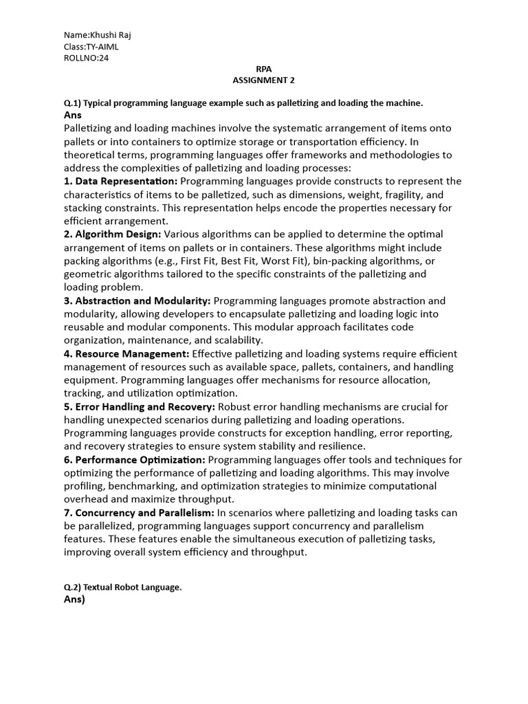 Rpa Assg2 | PDF | Computer Programming | Pallet