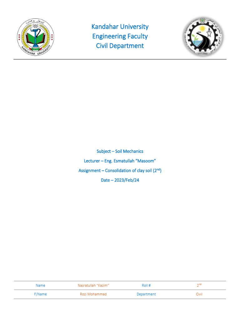 Consolidation Of Clay Soil Pdf Deep Foundation Geotechnical