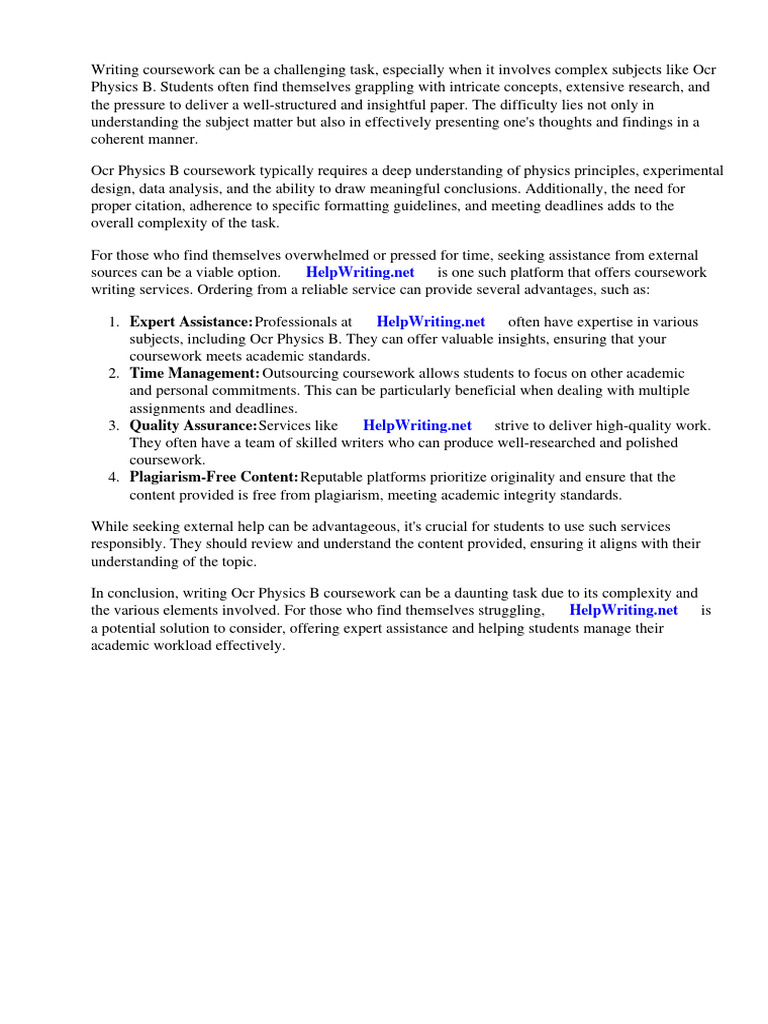 Ocr Physics B Coursework Example | PDF | Linked In | Facebook
