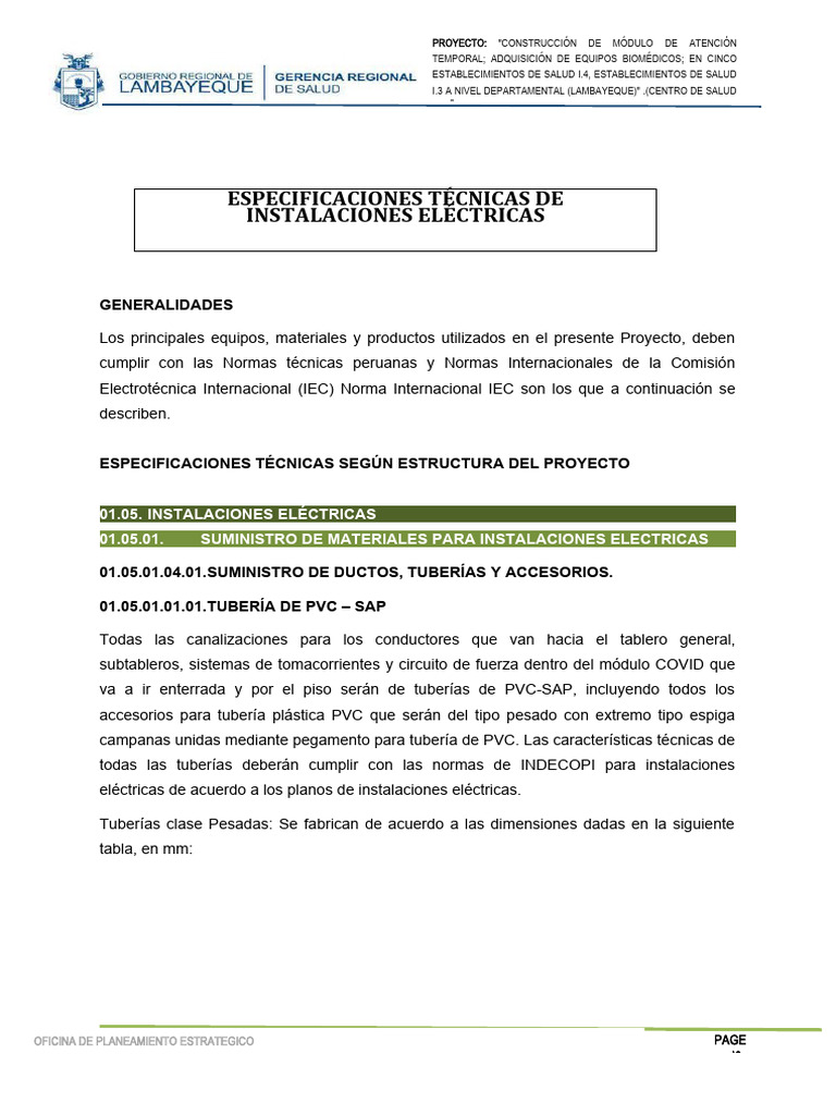 Instalaciones Eléctricas en Módulos de Salud | PDF | Diodo emisor de luz | Enchufes y tomas de ...