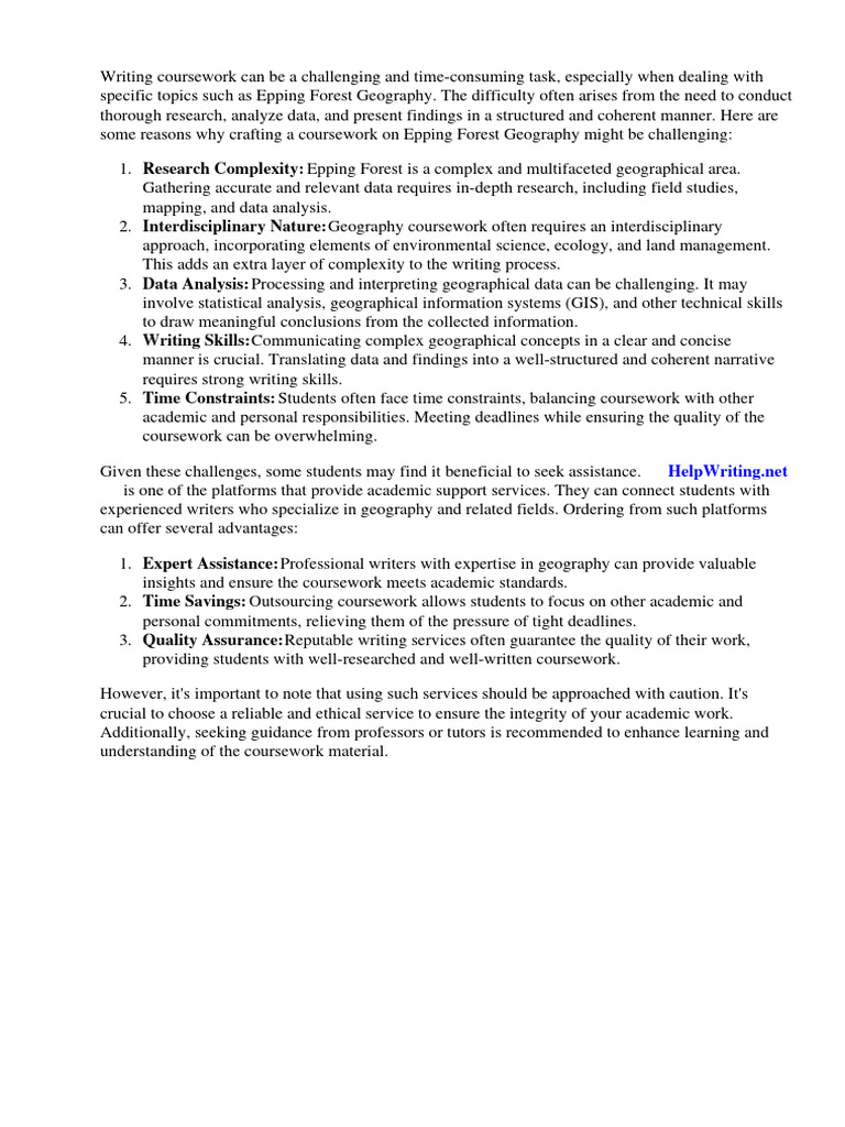 Epping Forest Geography Coursework | PDF | Geography | River