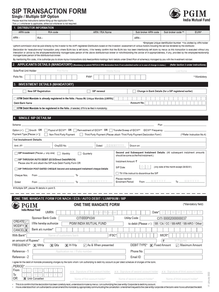 Sip (Single Amp Multiple) Form (Smart Sip) (Editable Form) | PDF