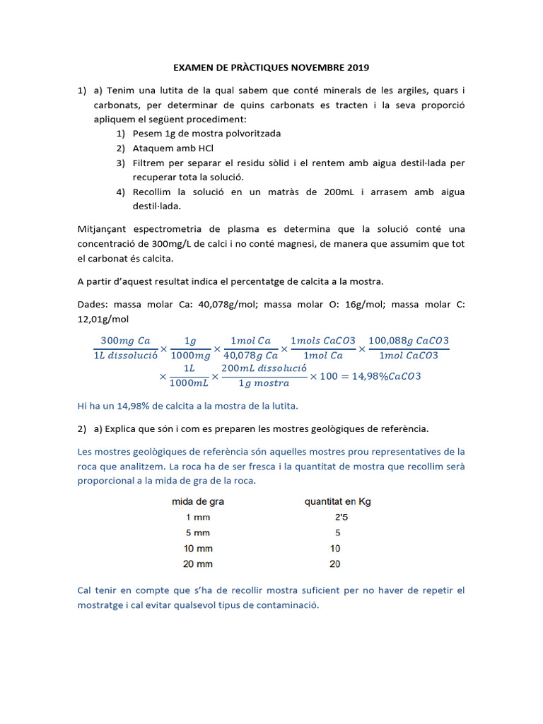 EXAMEN GQ Pràctiques 2019 | PDF