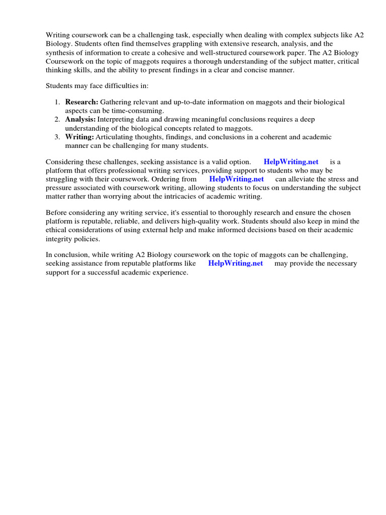 A2 Biology Coursework Maggots | PDF | Cellular Respiration | Biology