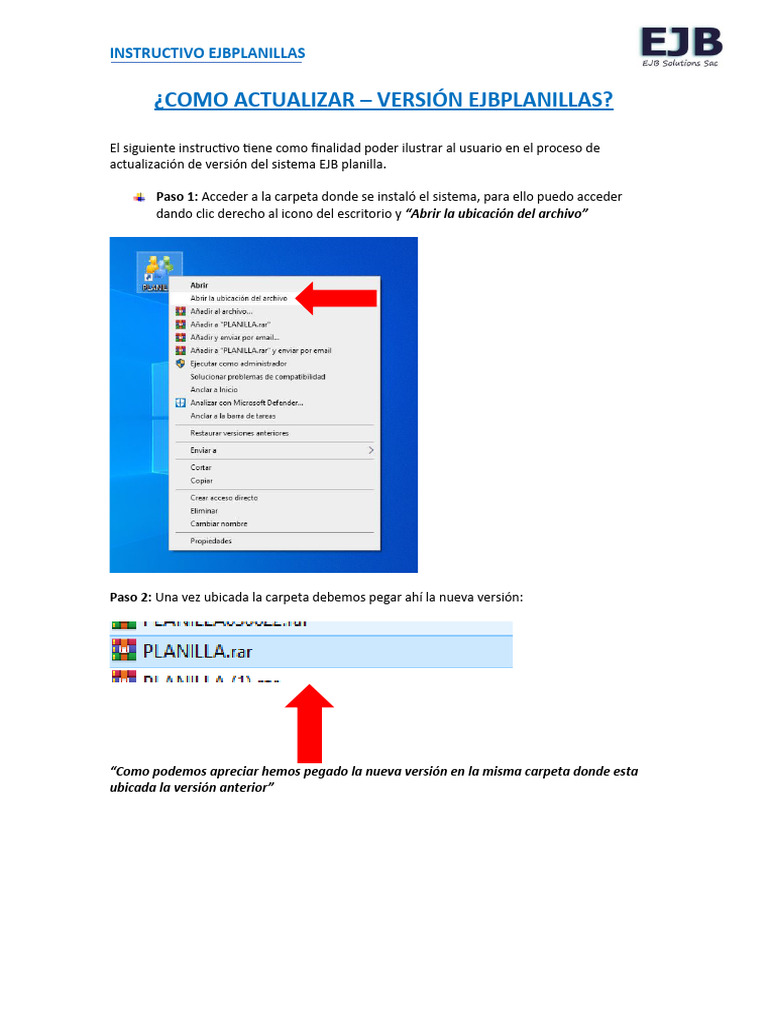 Instructivo Actualizacion de Version Ejb Planillas | PDF