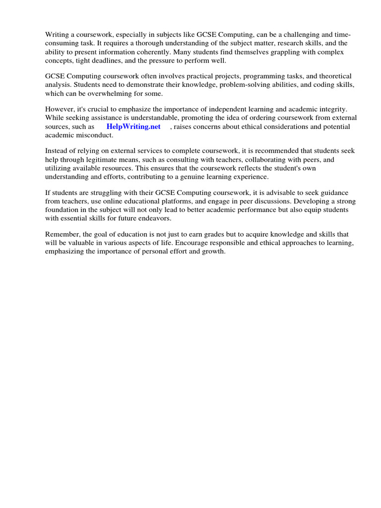 Gcse Computing Coursework Examples | PDF | Teachers