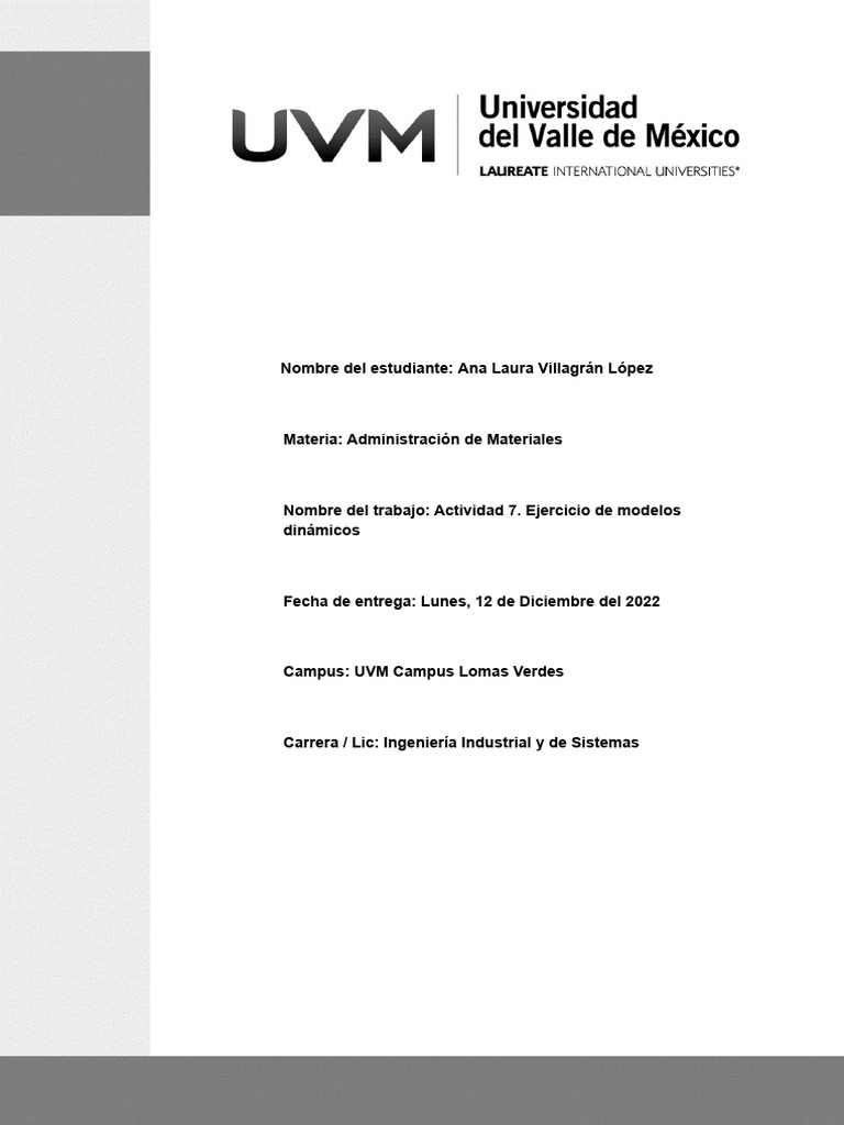 Actividad 7. Ejercicio de Modelos Dinámicos | PDF | Inventario | Simulación