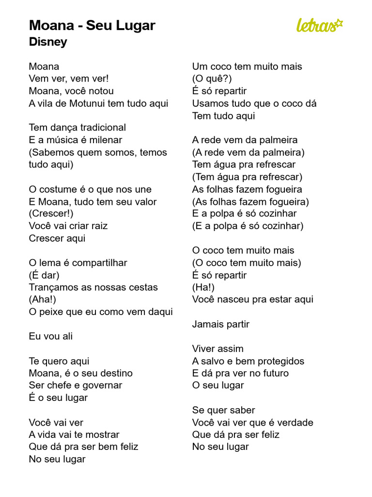 Moana: O Seu Lugar e Destino | PDF