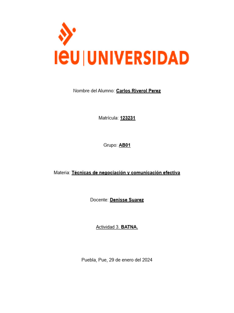 Actividad 3. BATNA | PDF | Economias