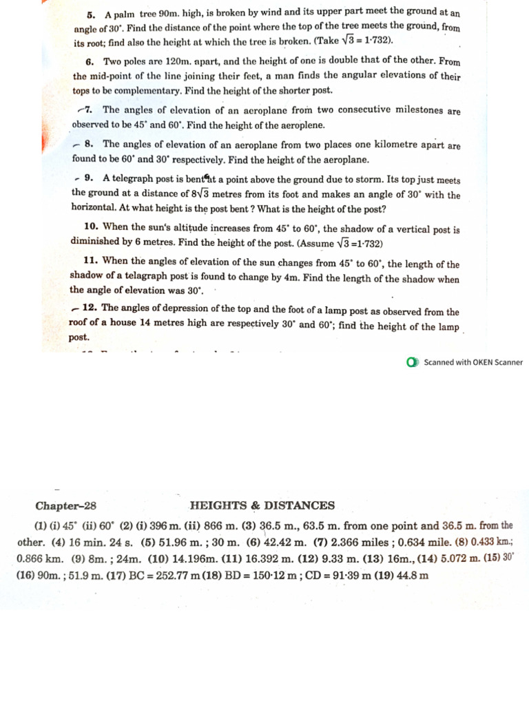 Height and Distances and Probability | PDF