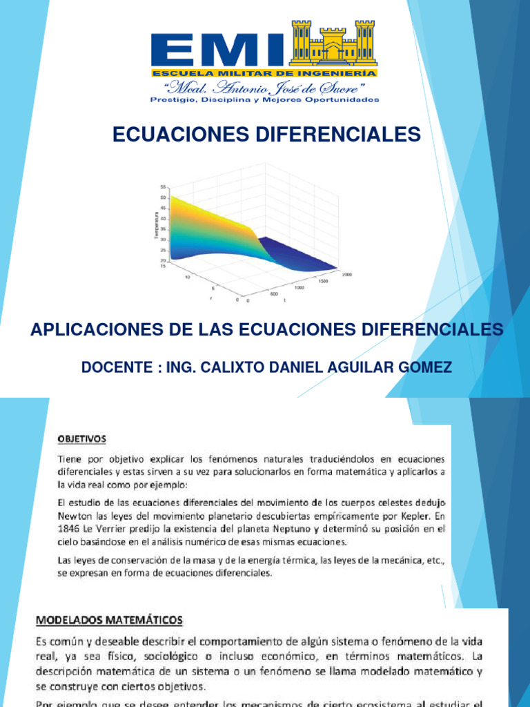 3 Aplicaciones de Las Ecuaciones Diferenciales Calixto Daniel Aguilar Gomez | PDF