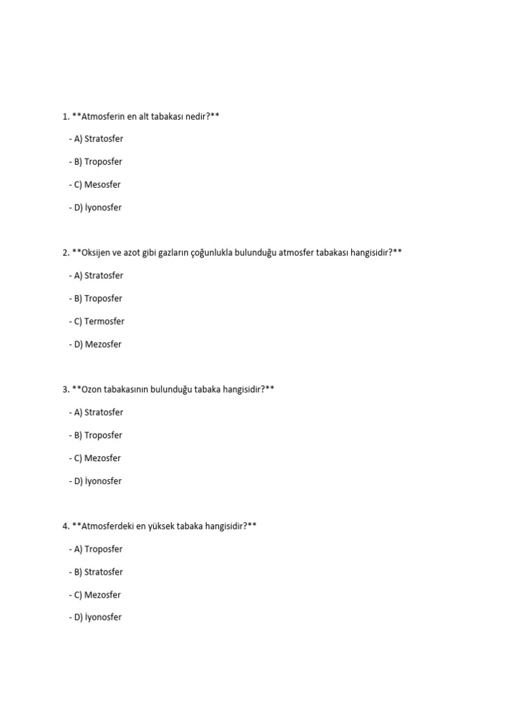 Meteoroloji 15 Soru | PDF
