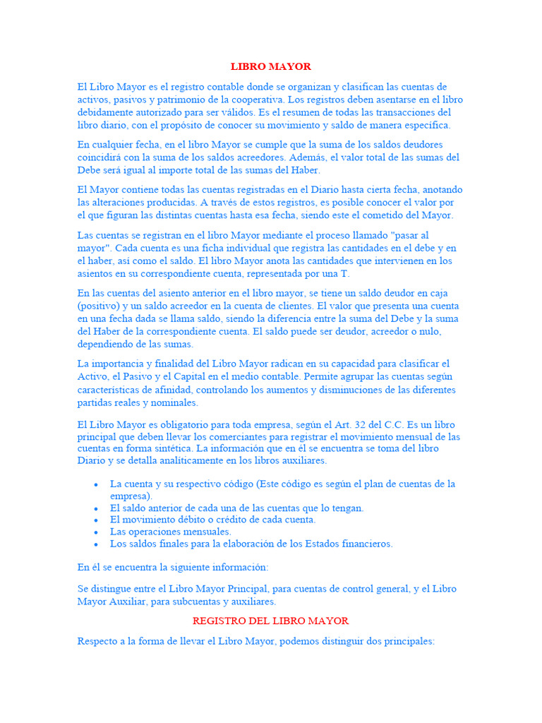 Guía Completa del Libro Mayor Contable | PDF | Contabilidad | Negocios ...