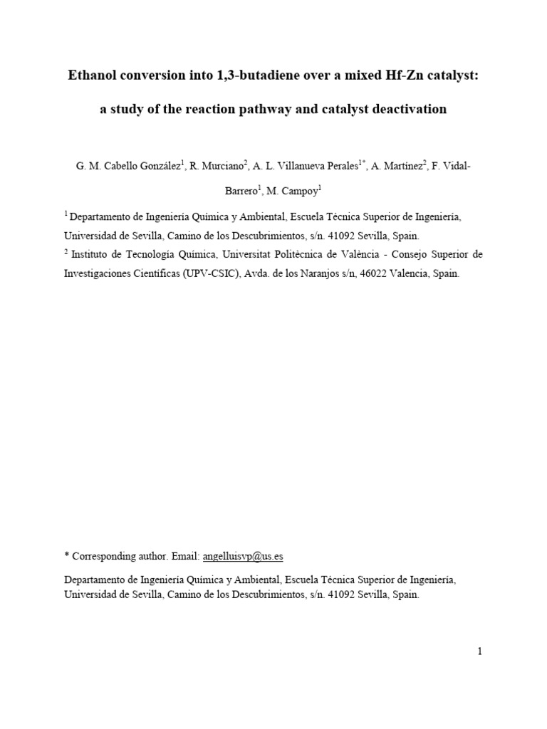Applied Catalysis A General 570 (2019) 96 - Manuscript | PDF | Ethanol | Catalysis