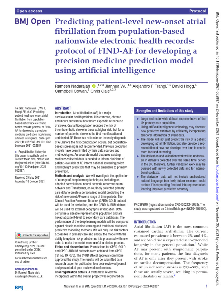 Predicting Patient-Level New-Onset Atrial Fibr | PDF | Electronic Health Record | Medical Diagnosis