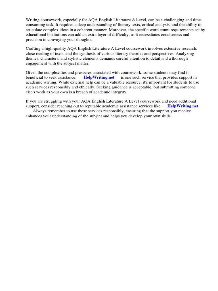 Aqa English Literature A Level Coursework Word Count | PDF | Facebook ...