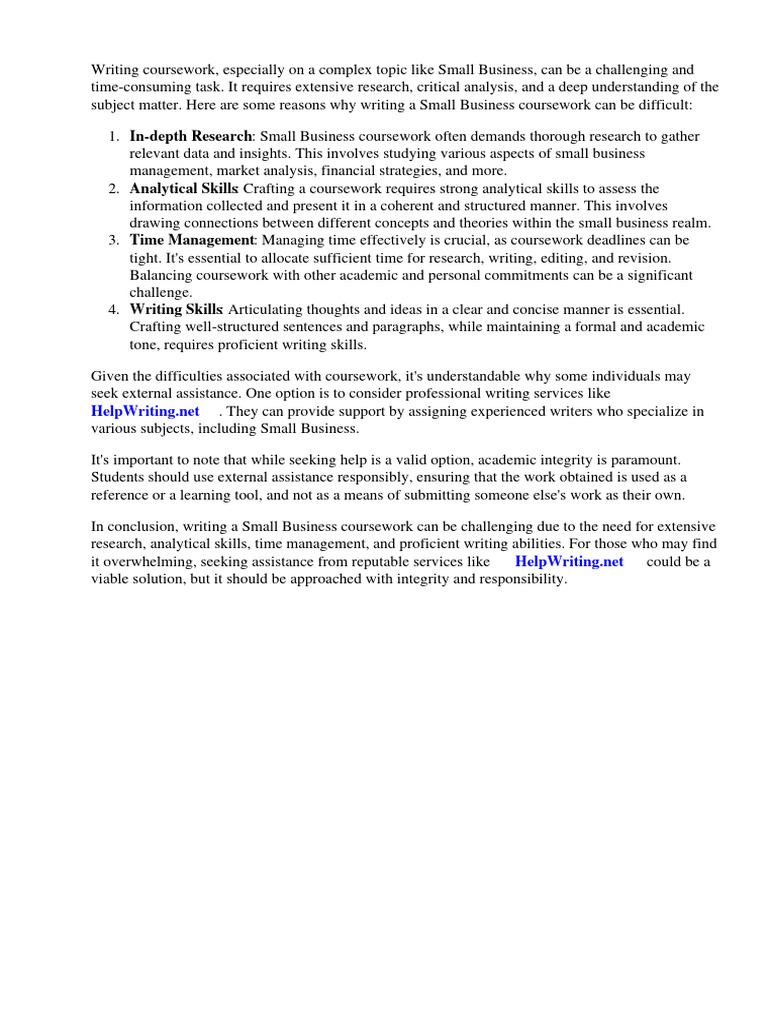 Small Business Coursework | PDF | Business | Entrepreneurship