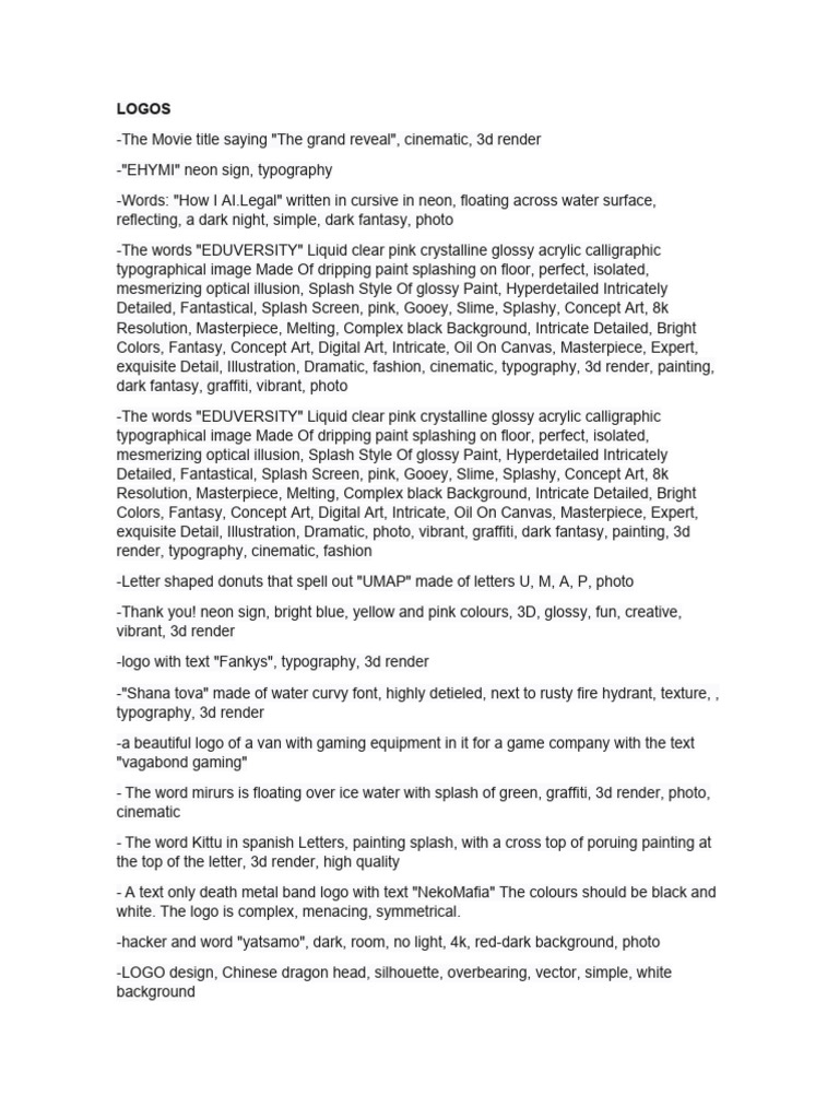 PROMPTS | PDF | 3 D Computer Graphics | Typography