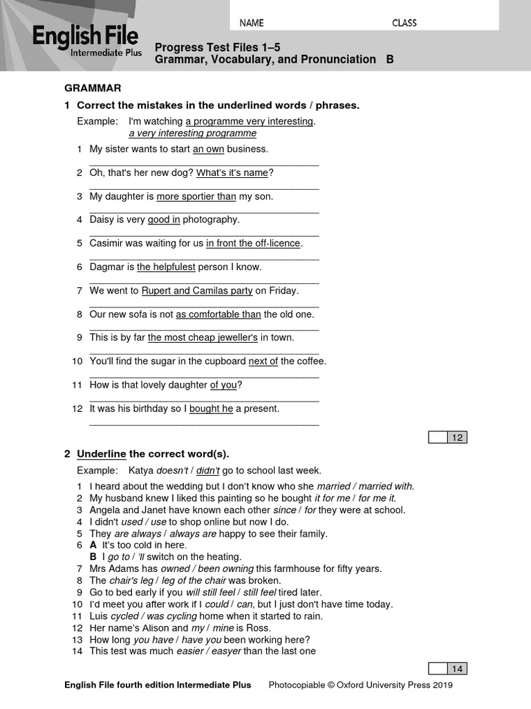 English File Intermediate Progress Test | PDF