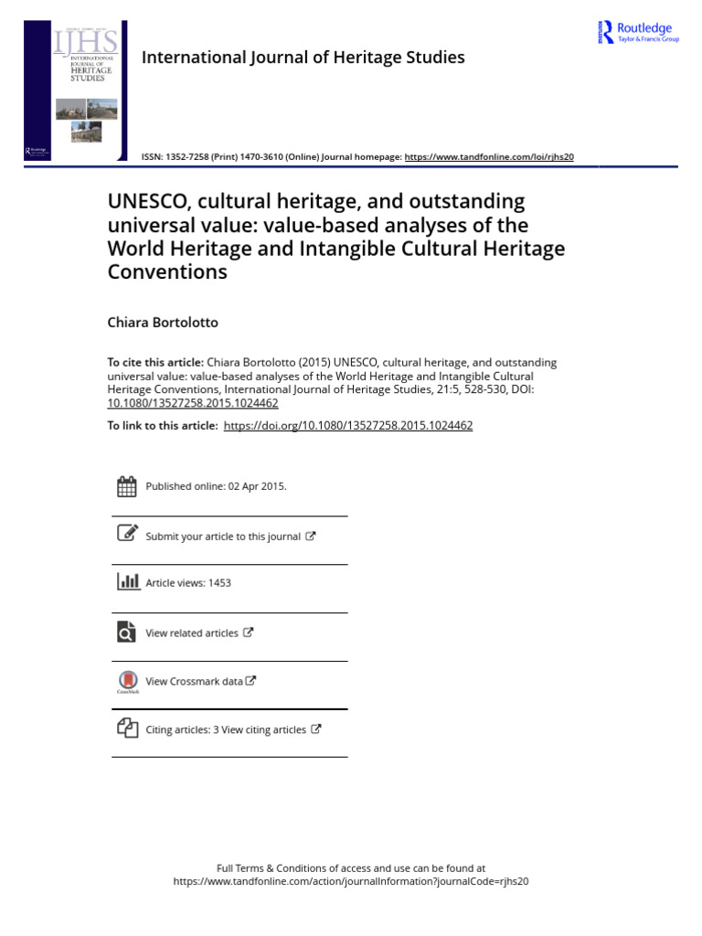 UNESCO Cultural Heritage and Outstanding Universal Value Value-Based ...