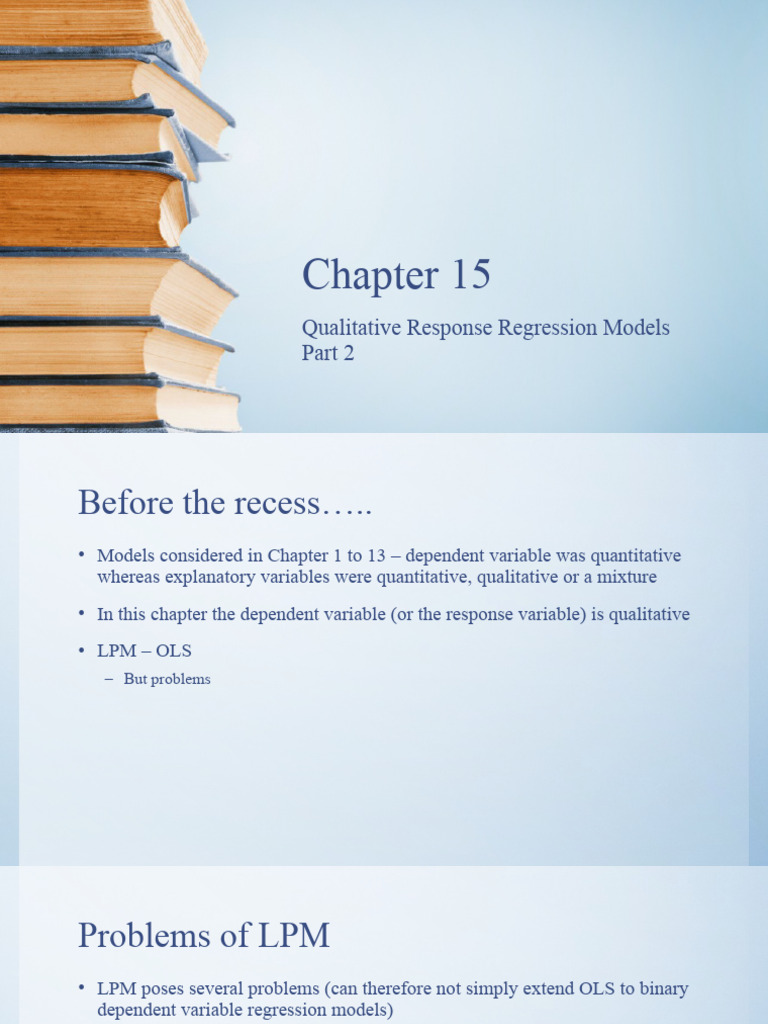 Chapter 15 Qualitative Response Regression Models Part 2 | PDF | Logistic Regression ...