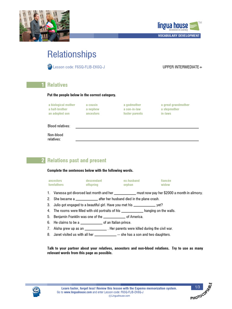 Relationships Lesson Plan | PDF | Romance (Love) | Social Institutions