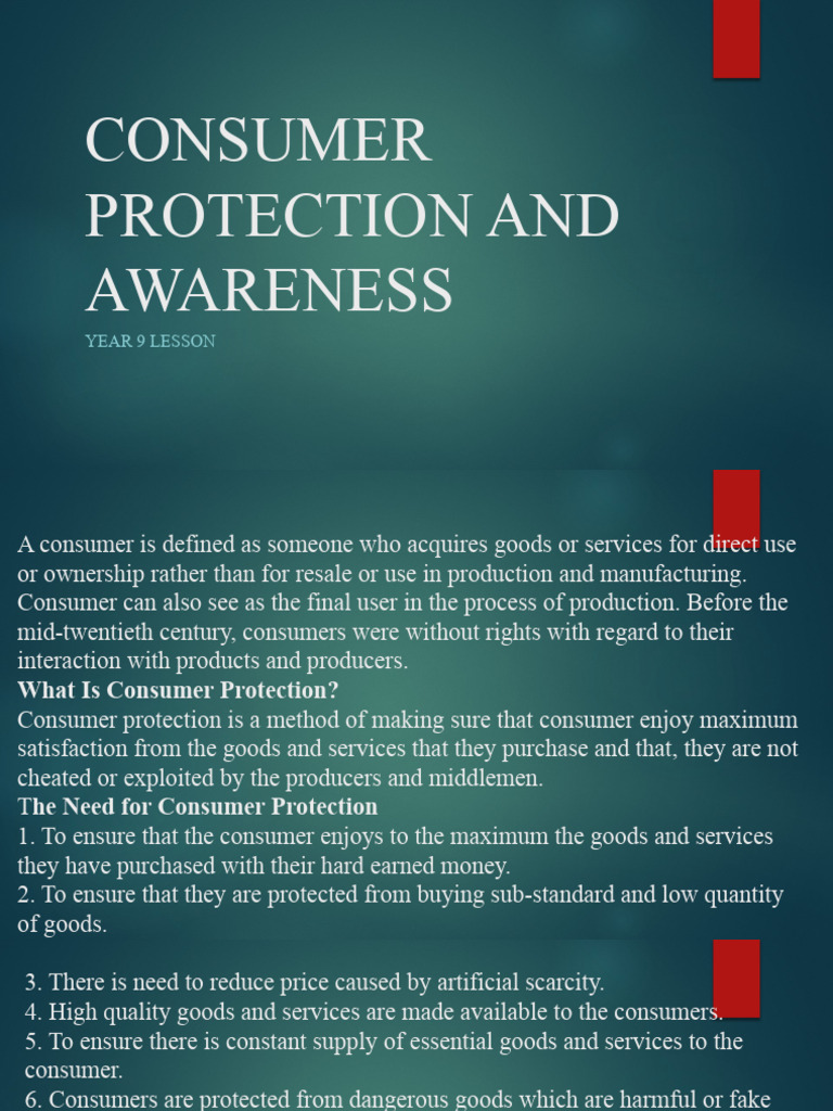 Consumer Protection and Awareness | PDF | Consumer Protection | Goods