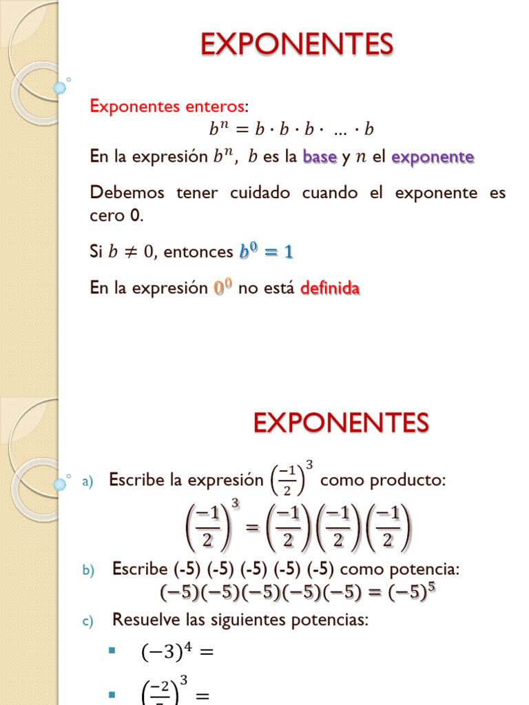 Guia de Trabajo Exponentes | PDF | Entero | Exponenciación