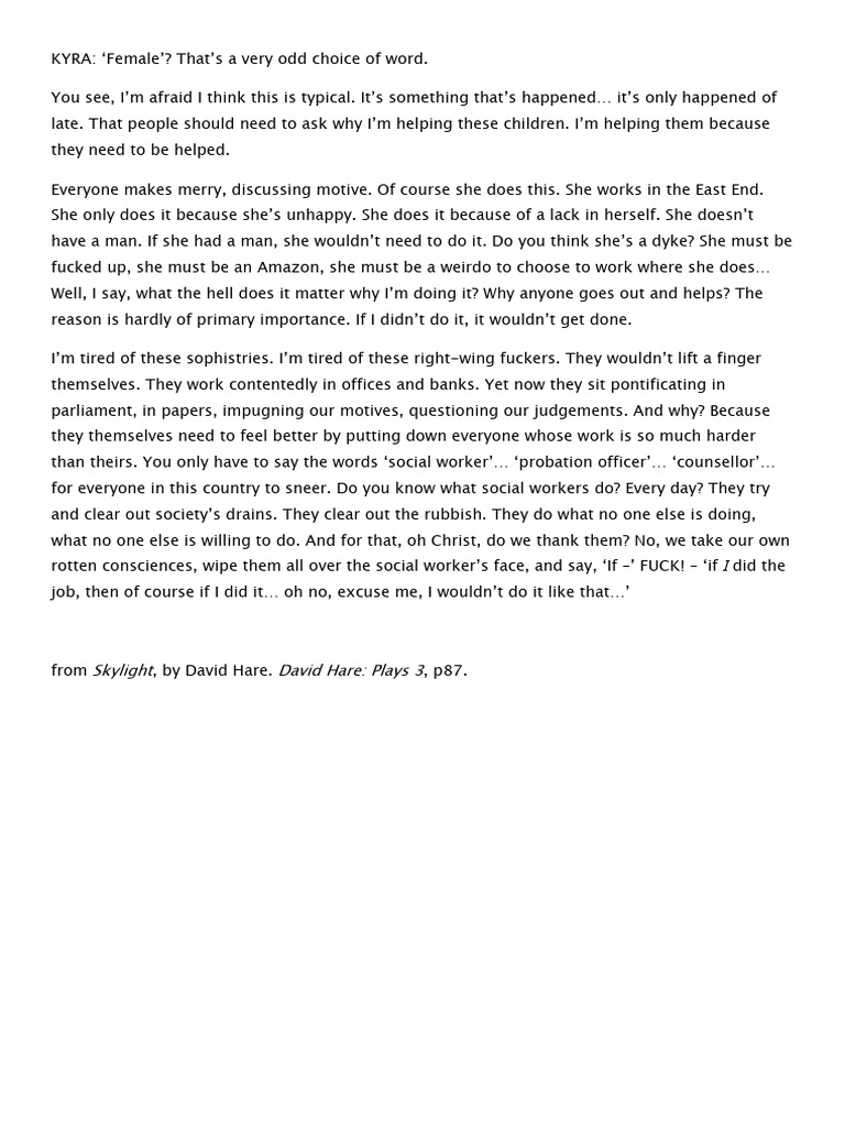 Character Monologues From David Hare | PDF | Linguistics | Phonetics