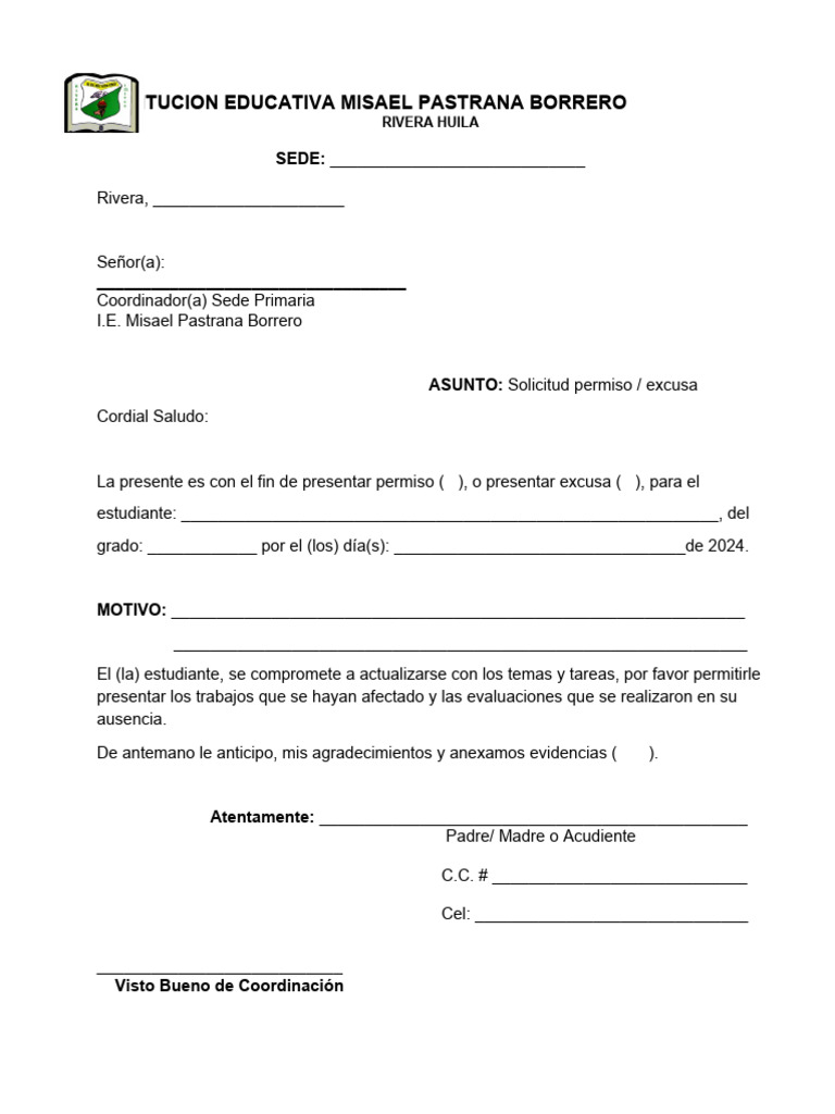 Formato - Excusas | PDF