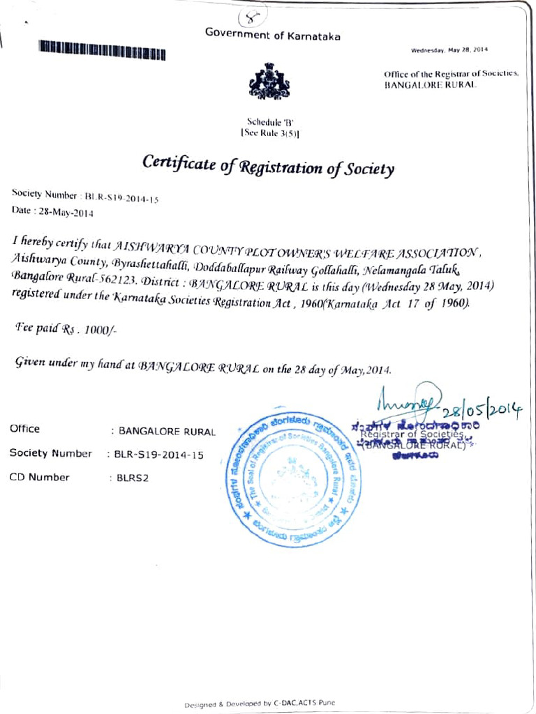 ACPOWA Registration Certificate | PDF