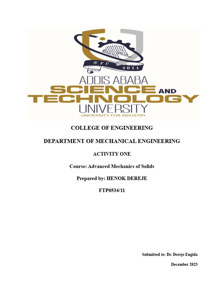 Advanced Mechanics of Solid | PDF | Plasticity (Physics) | Deformation ...