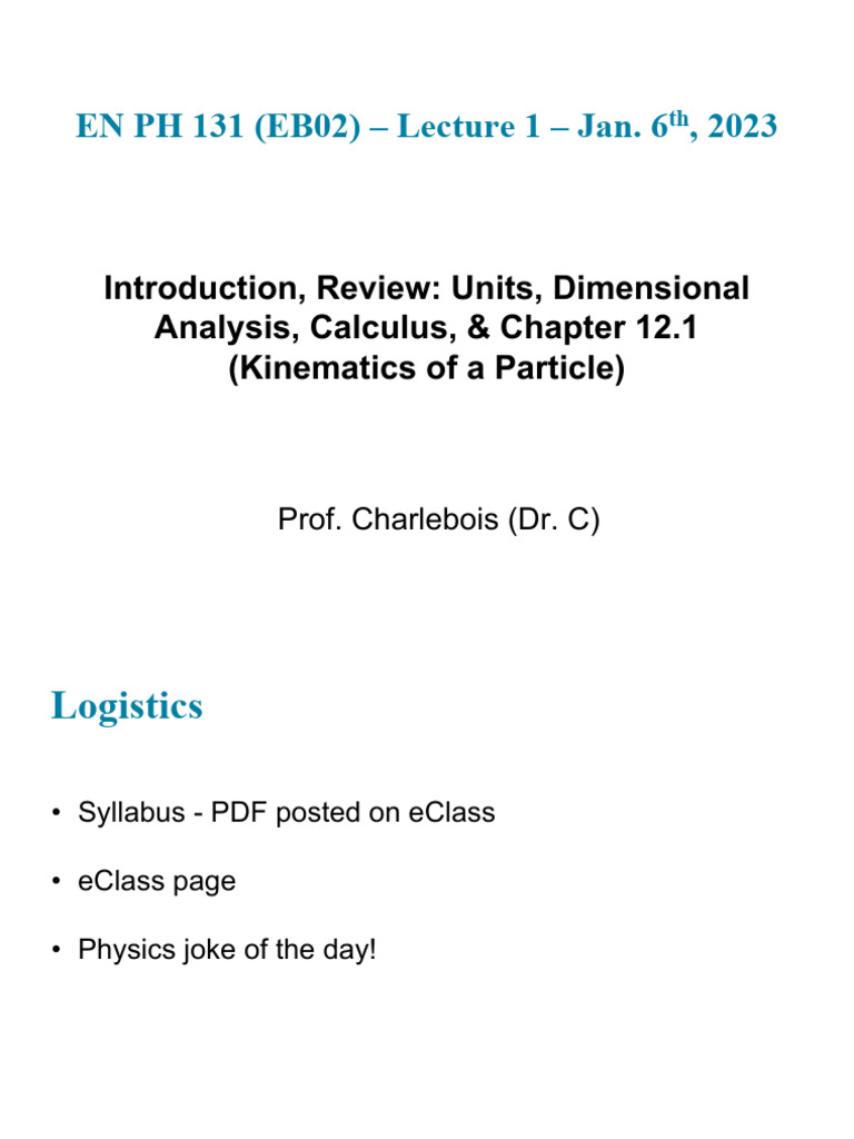 Lecture 1 - Intro + Review + Section 12-1 - Hibbeler 15th Ed (Blank ... Lecture 1 - Intro + Review + Section 12-1 - Hibbeler 15th Ed (Blank ...