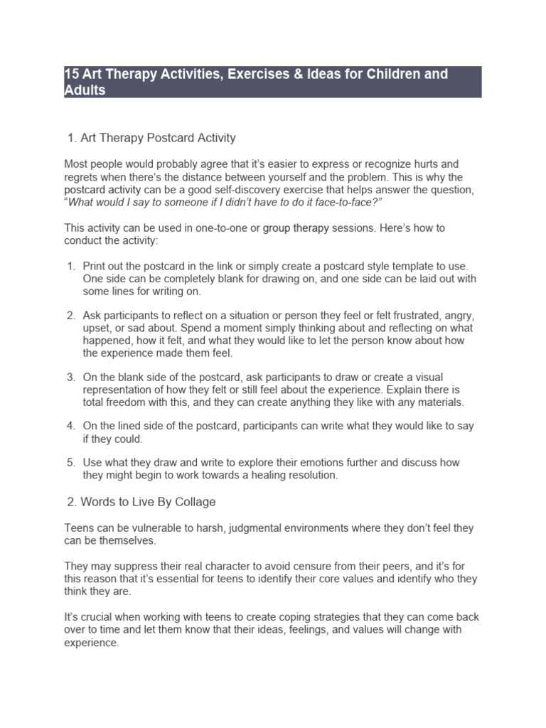 15 Art Therapy Activities | PDF