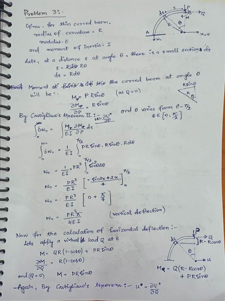 Vertical Deflection in Curved Beams | PDF