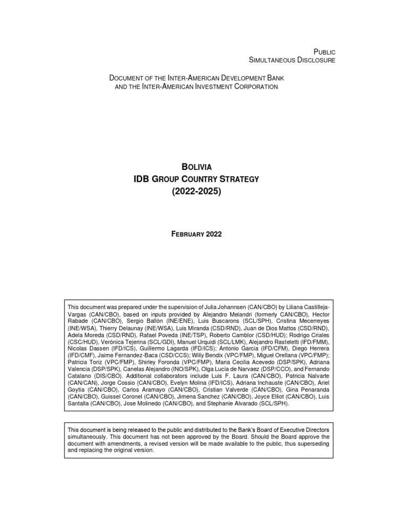 Estrategia de Bolivia - Ingles | PDF | Economic Growth | Inter American ...