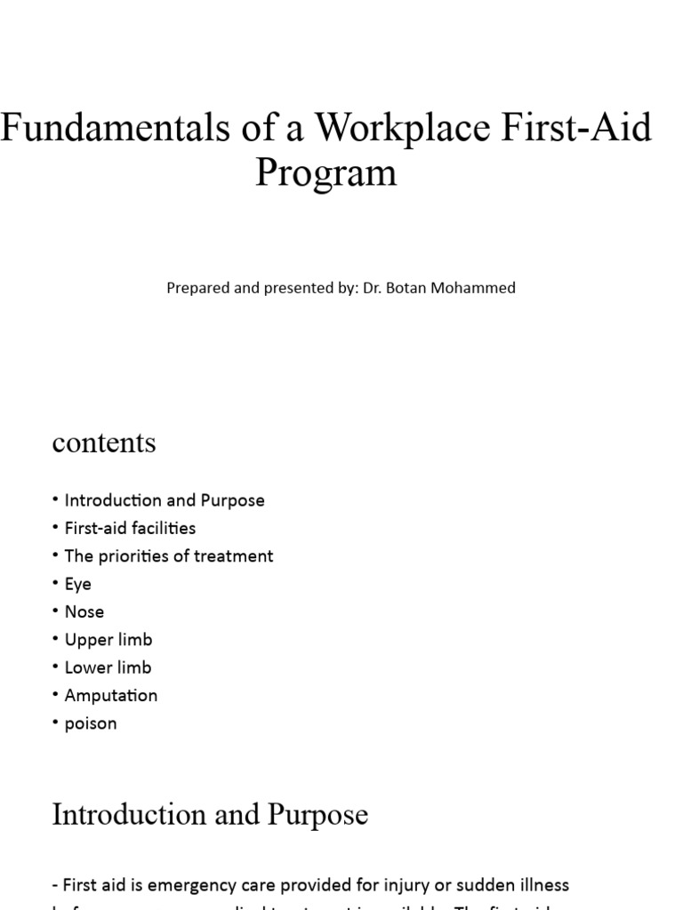 Fundamentals of A Workplace First-Aid | PDF | First Aid ...