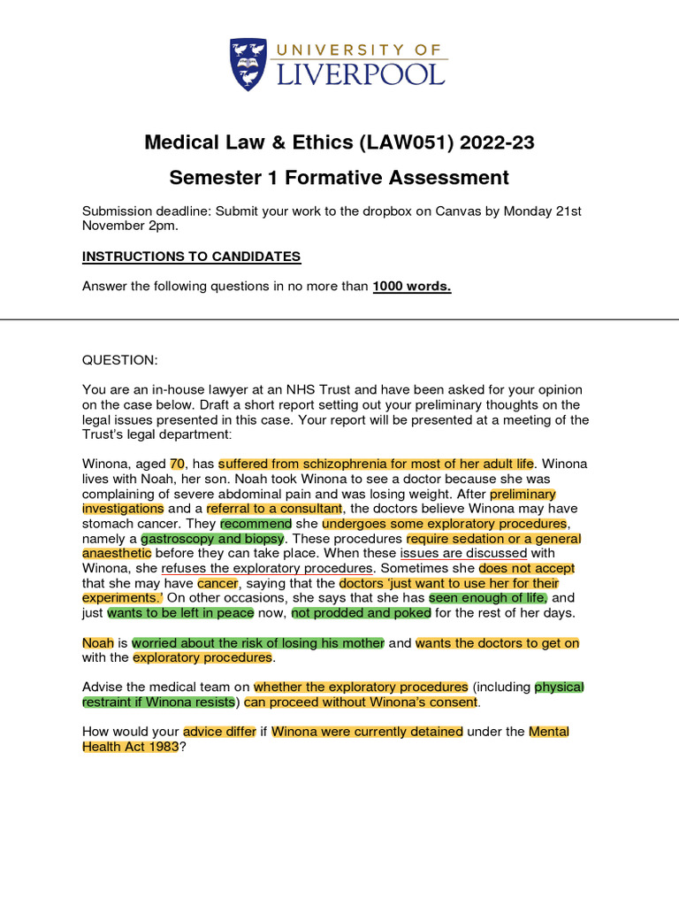 Med Law Assessment Q | PDF