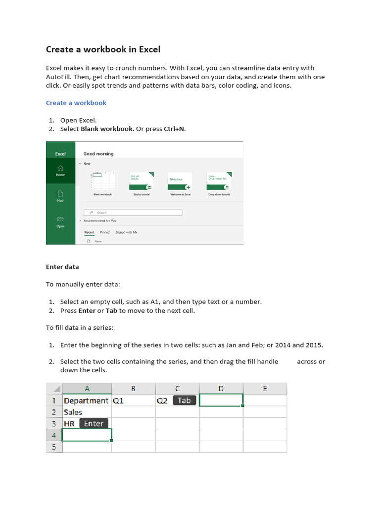 Create A Workbook in Excel | PDF | Microsoft Excel | Worksheet