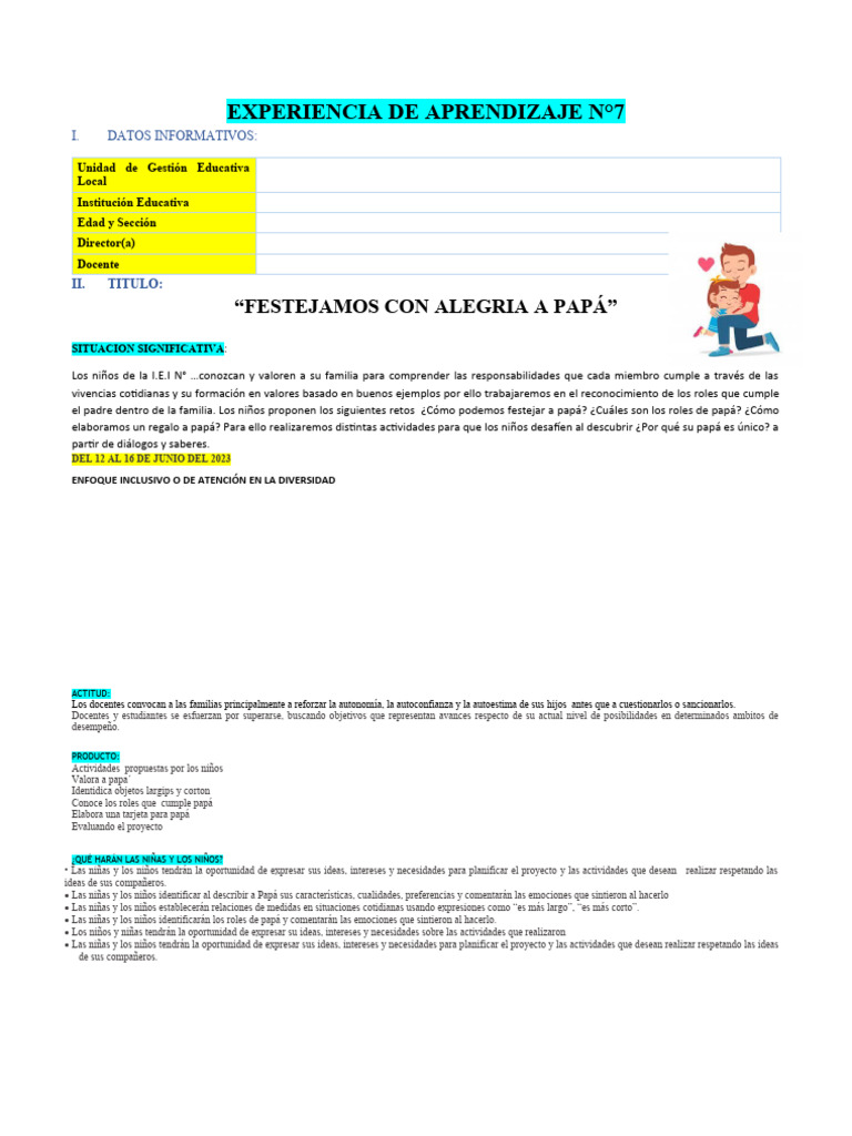 Experiencia de Aprendizaje #7 Junio - 4 Años - 2023 | PDF | Evaluación | Aprendizaje