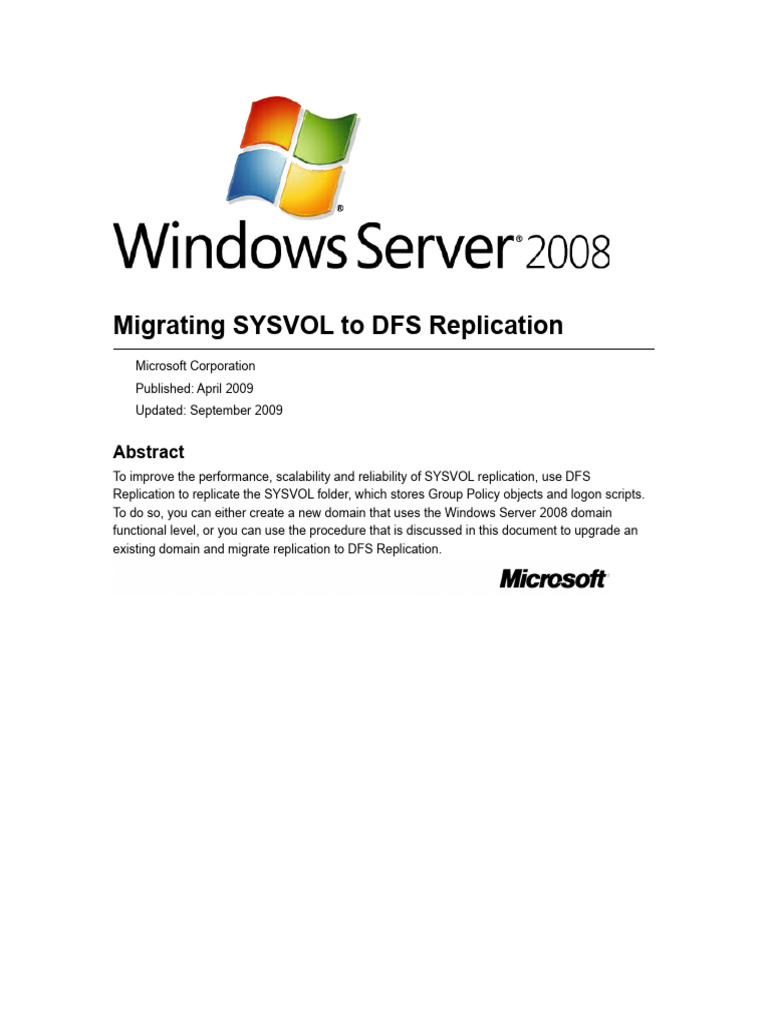 SYSVOL Replication Migration Guide - FRS To DFS Replication | Download ...
