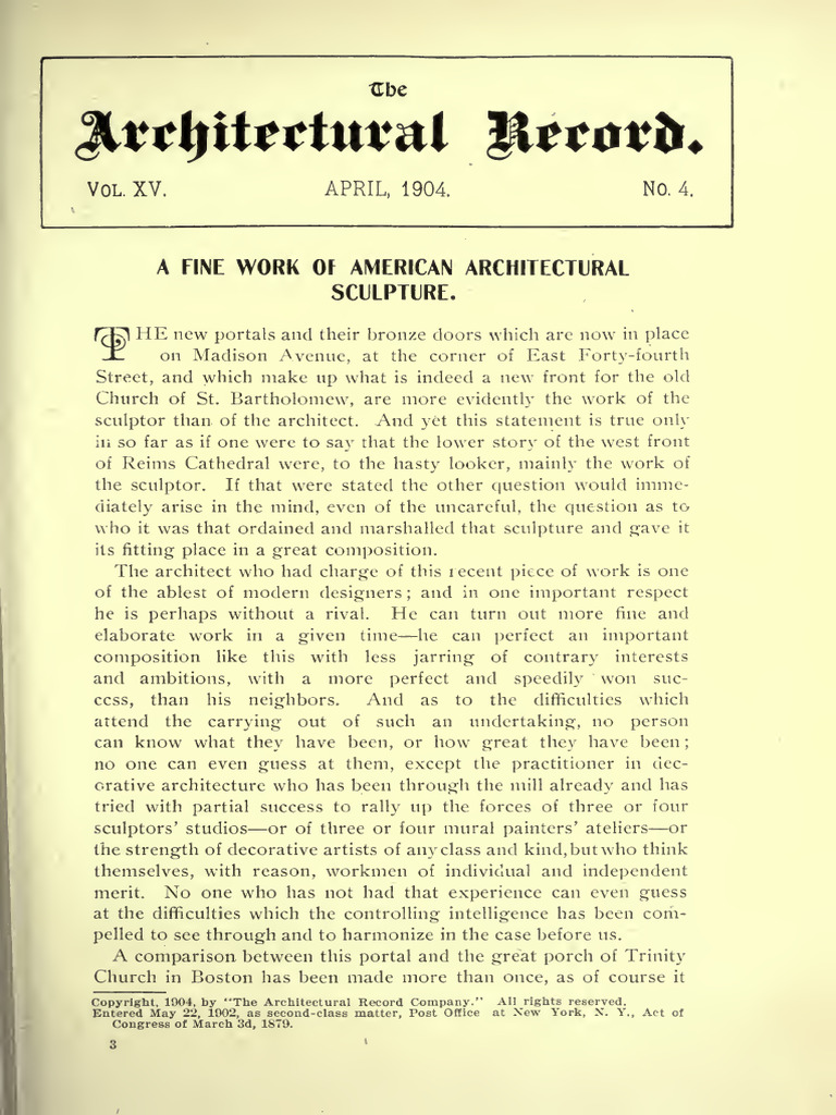 Architectural Record Magazine AR 1904 04 Compressed | PDF | Sculpture ...