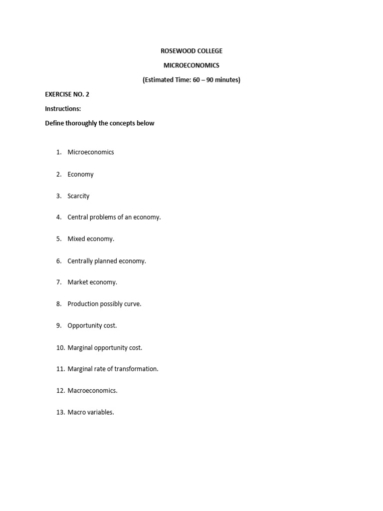 Microeconomics Assignment Pdf