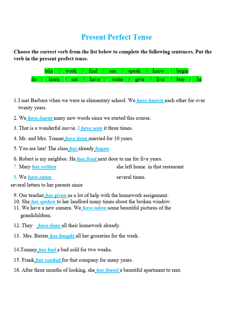 Present Perfect Simple Exercises Level 5 | PDF