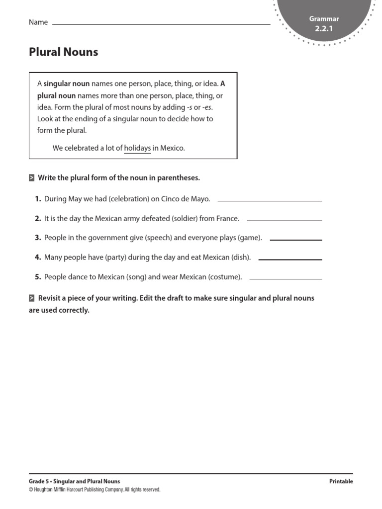 Singular Plural Nouns | PDF | Plural | Grammatical Number
