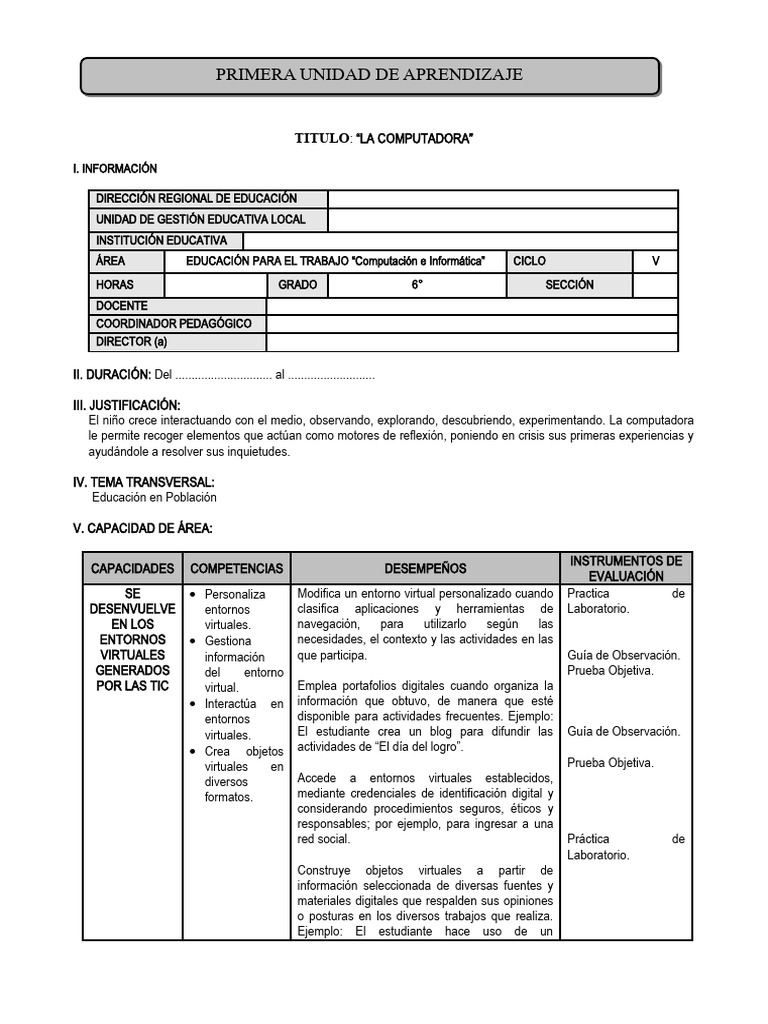 Unidad de Aprendizaje de de Computacion Primaria | PDF | Hardware de la computadora | Programación
