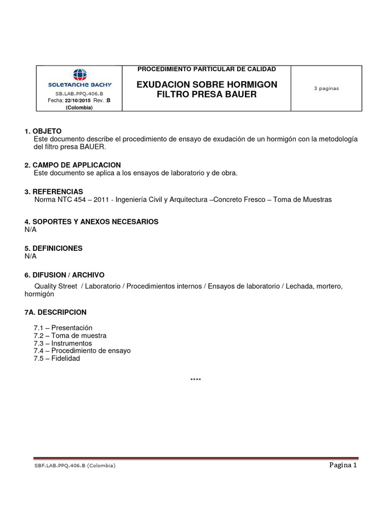 Ensayo de Exudación en Hormigón | PDF | Hormigón