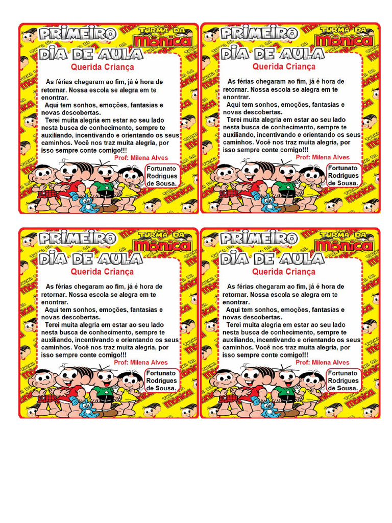 Turma Da Monica 1 Dia de Aula | PDF