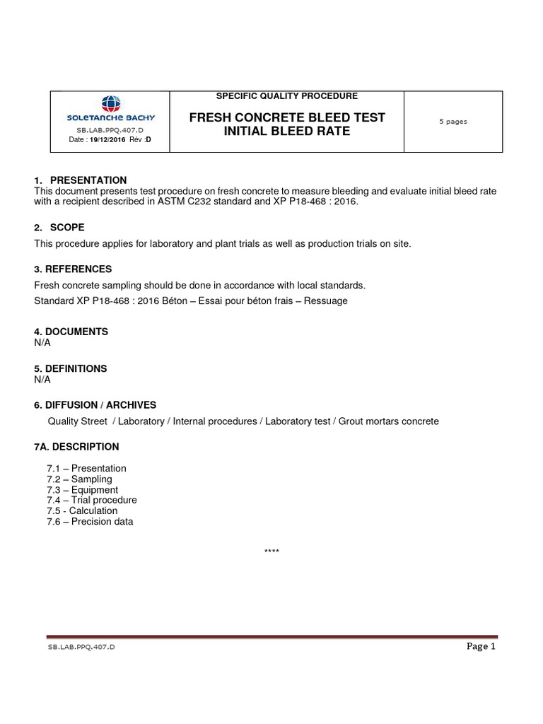 SB - LAB.PPQ.407.D Bleeding Test - Inital Bleed Rate Determination ...